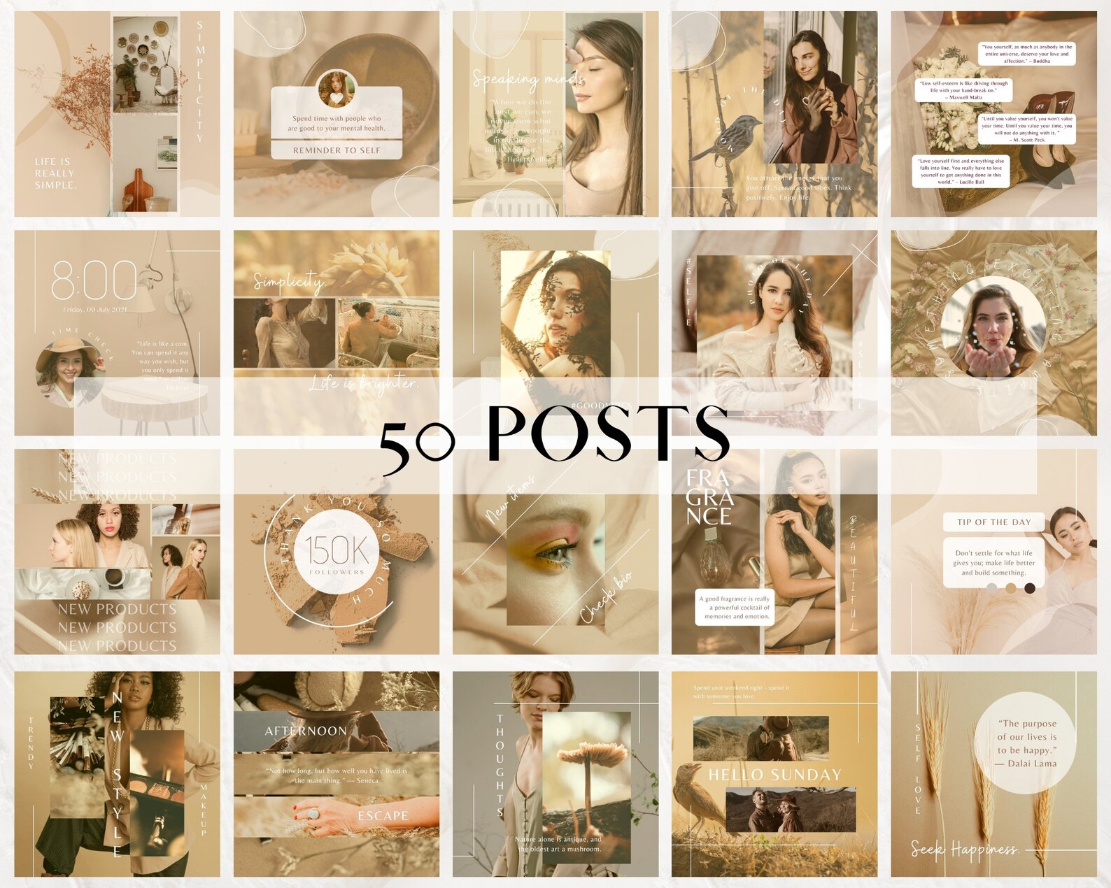 100 Elegant Instagram Template Canva Post and Story IG - Etsy