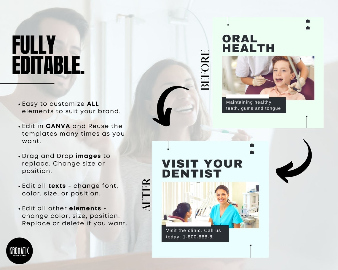 Dentist Instagram Puzzle Template, Dental Clinic Social Media Template ...