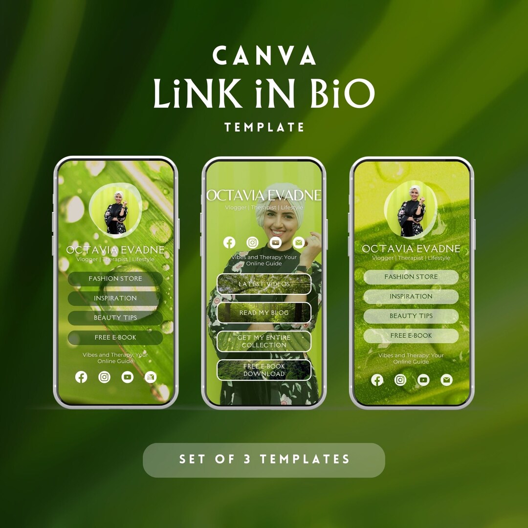 Link in Bio Template, Instagram Tiktok Pinterest Bio Link Landing Page ...