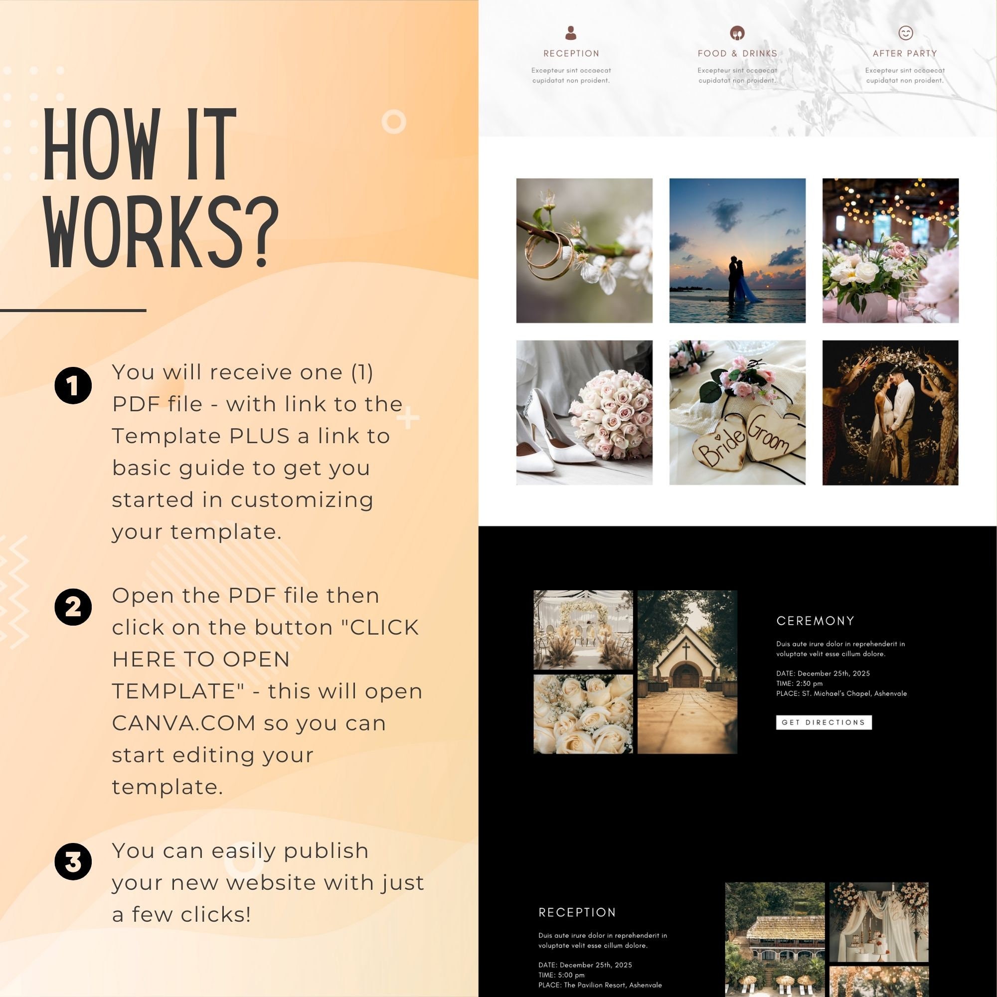 Wedding Invitation Canva Website Template, Wedding Landing Page Design ...