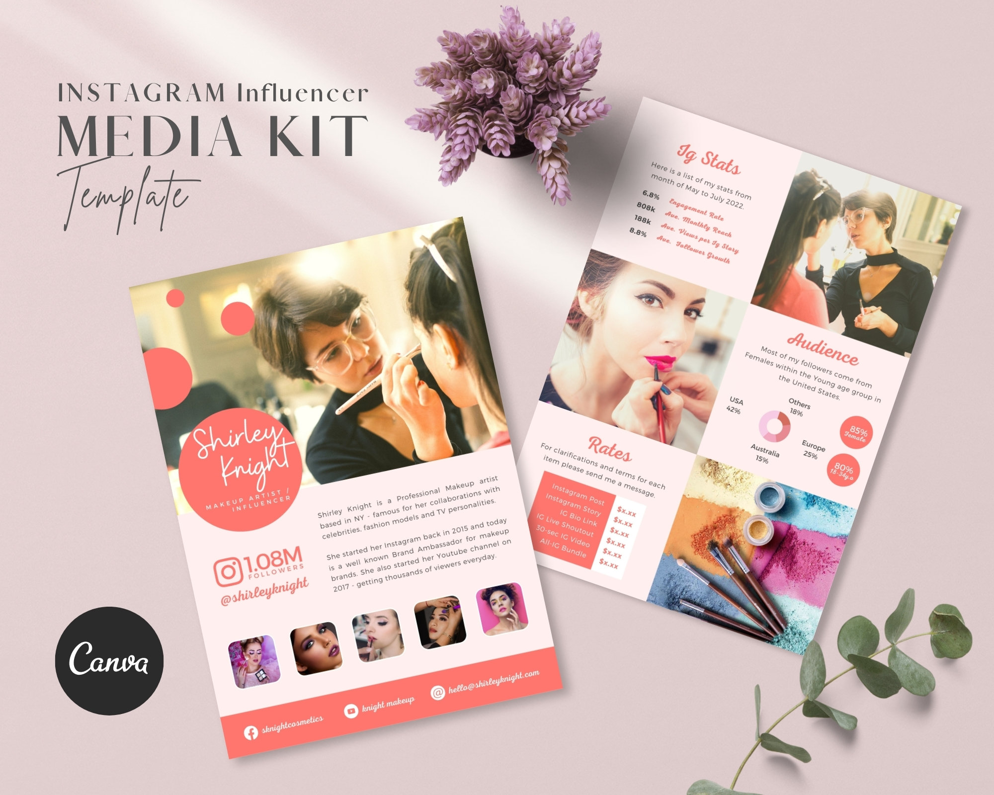 Instagram Influencer Media Kit Template: Canva Editable (digital ...