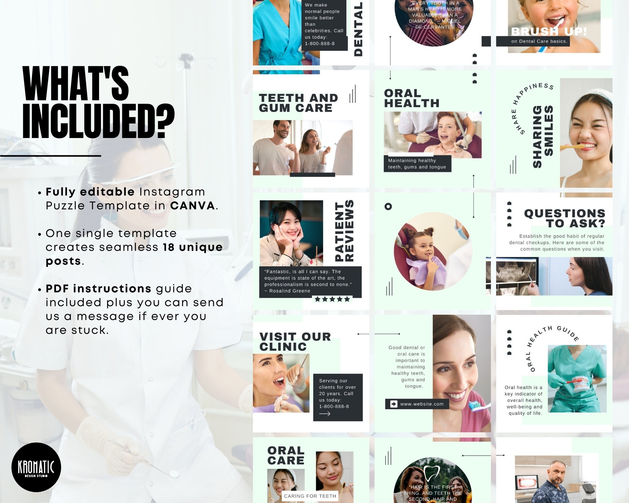 Dentist Instagram Puzzle Template, Dental Clinic Social Media Template ...