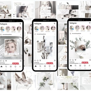 50 Instagram Post Templates, White Canva Theme, Neutral Light Template ...