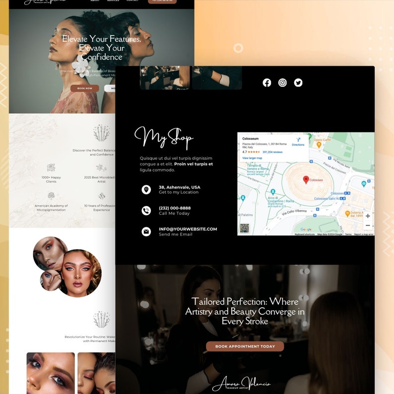 PMU Artist Website Template: Microblading & Permanent Makeup (canva) - Etsy