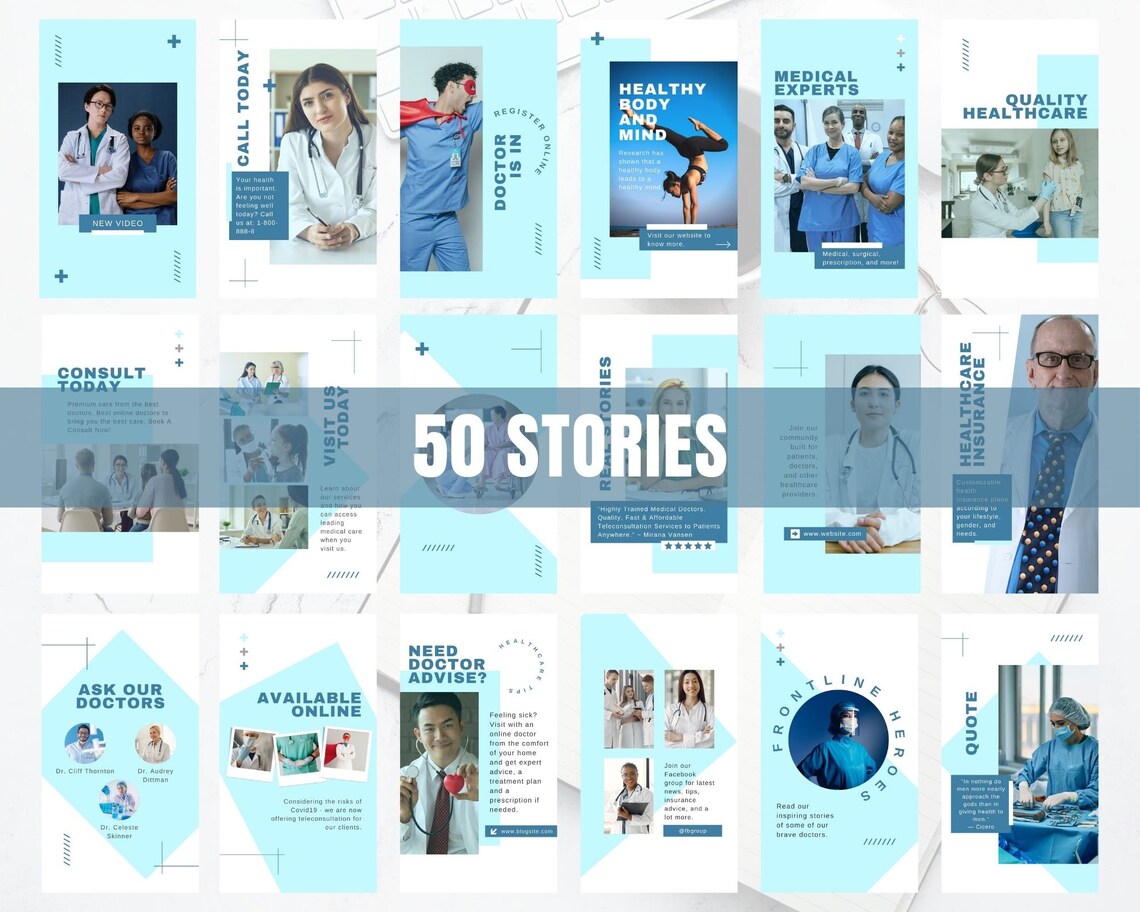 100 Medical Clinic Instagram Template Canva, Post and Story IG Template ...