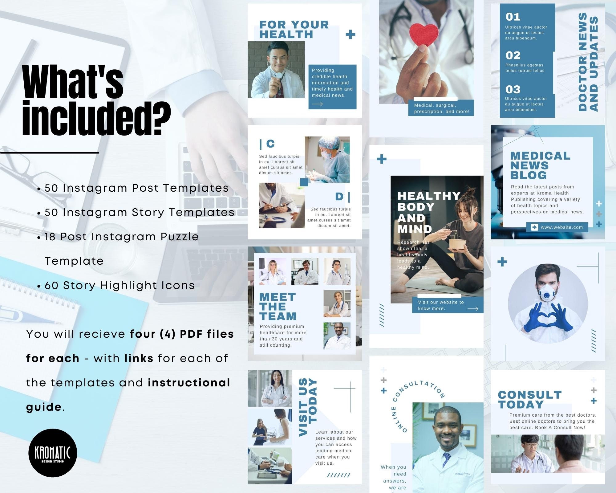 Medical Doctor Instagram Social Media Bundle, Post Story Puzzle ...