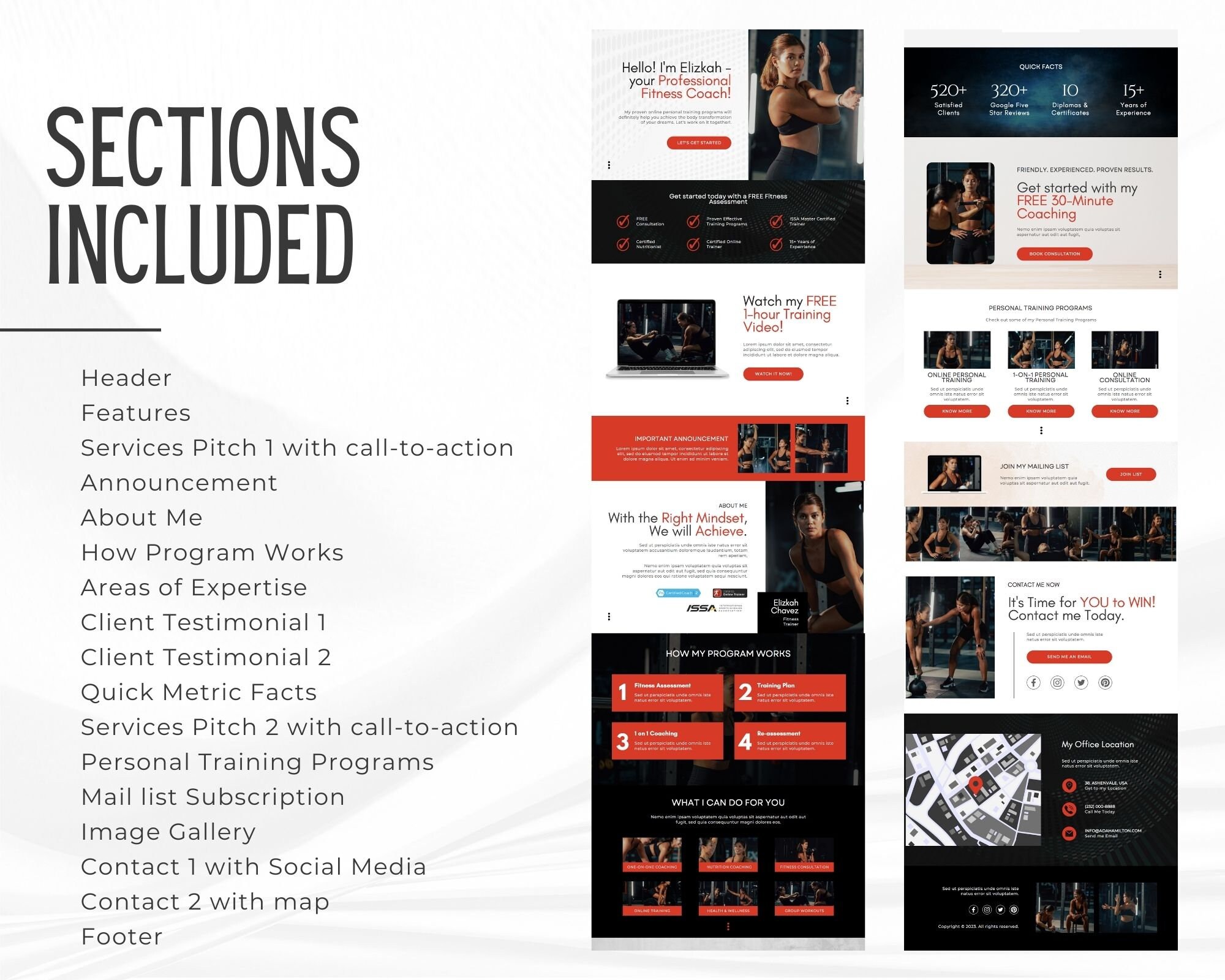 Fitness Coach Canva Website, Trainer Landing Page Design, Professional ...