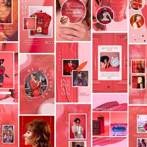 Red Instagram Story Templates: Influencer Branding, Canva (digital ...