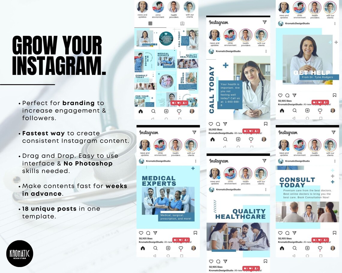 Medical Clinic Instagram Puzzle Template, Doctor Social Media Template ...