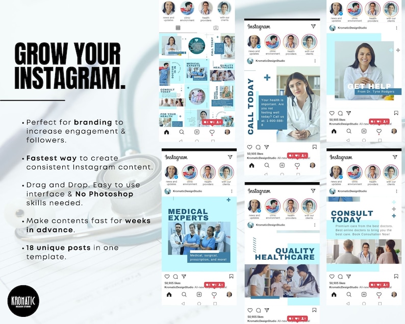 Medical Clinic Instagram Puzzle Template: Canva Theme - Etsy