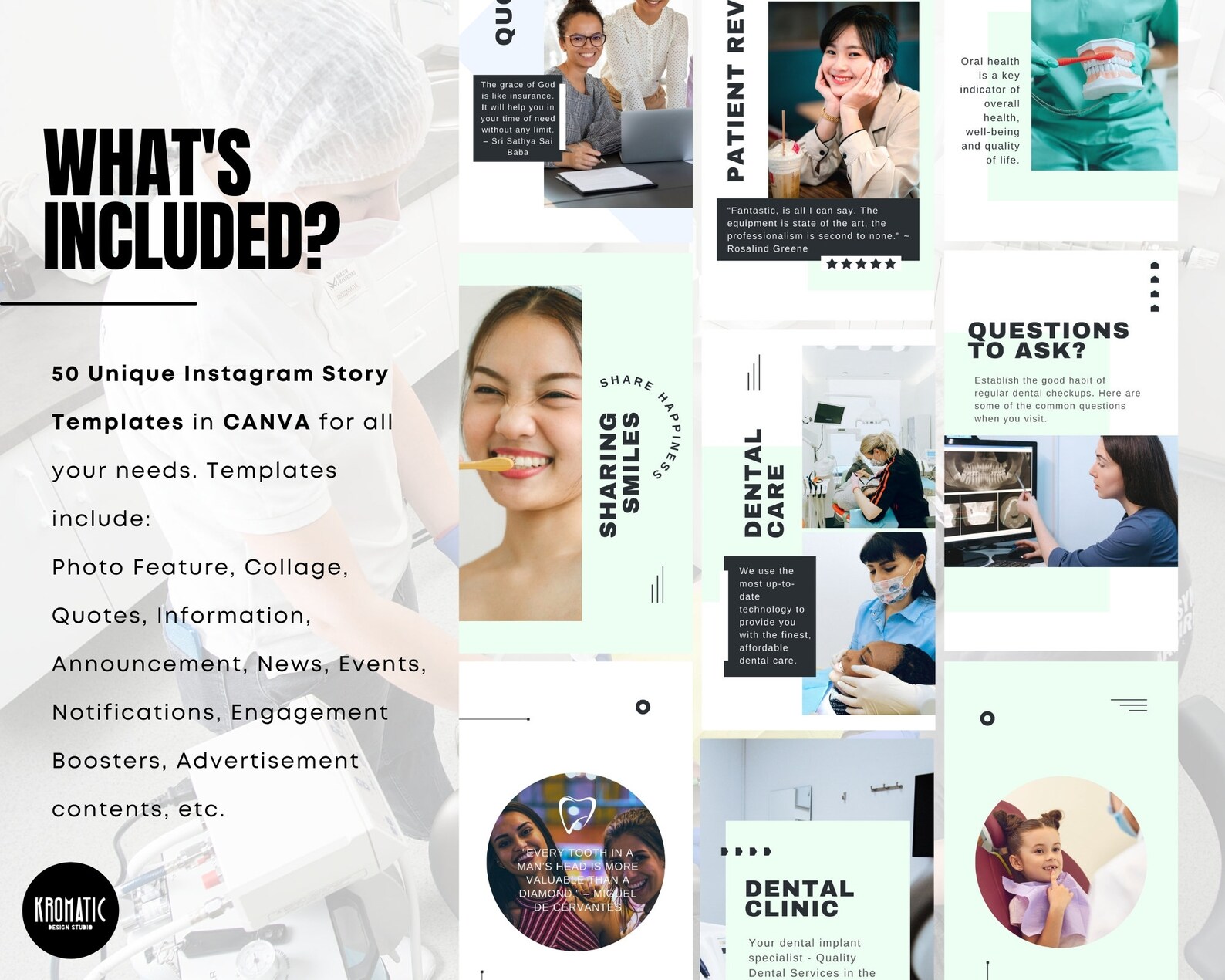50 Instagram Story Templates, Dentist Canva Social Media Posts ...