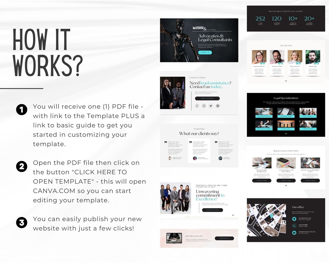 Lawyer Canva Website Template, Attorney Canva Website Design ...