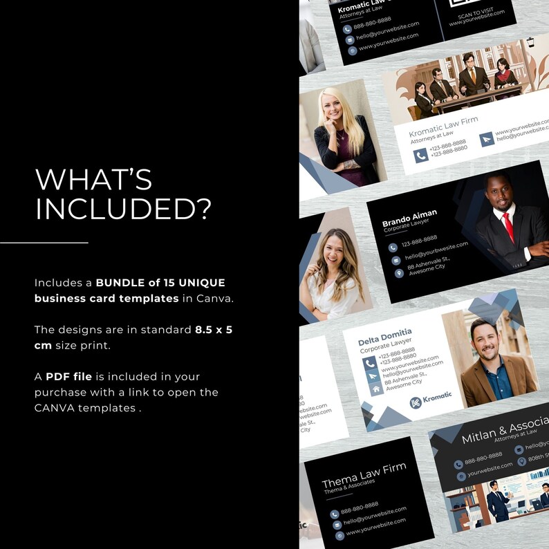 Lawyer Business Card Template, Canva Business Card Template, DIY ...