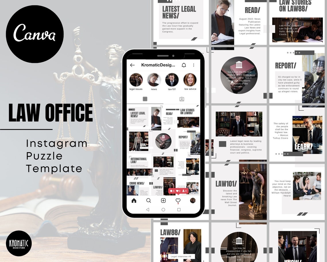 Law Office Instagram Puzzle Template, Lawyer Social Media Template ...