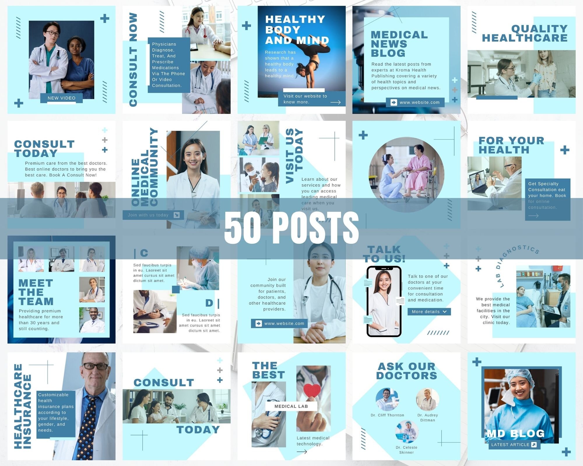 100 Medical Clinic Instagram Template Canva, Post and Story IG Template ...