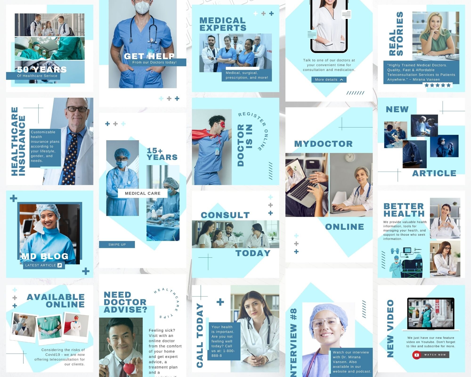 100 Medical Clinic Instagram Template Canva, Post and Story IG Template ...