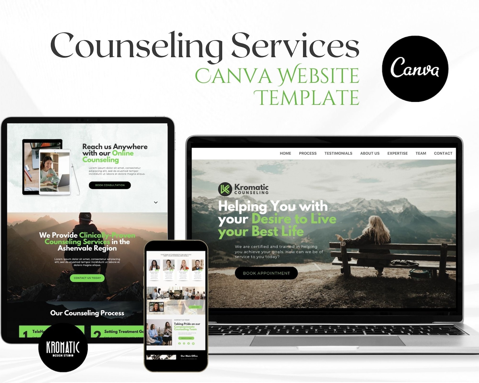 Counseling Canva Website Template, Therapist Landing Page Design ...