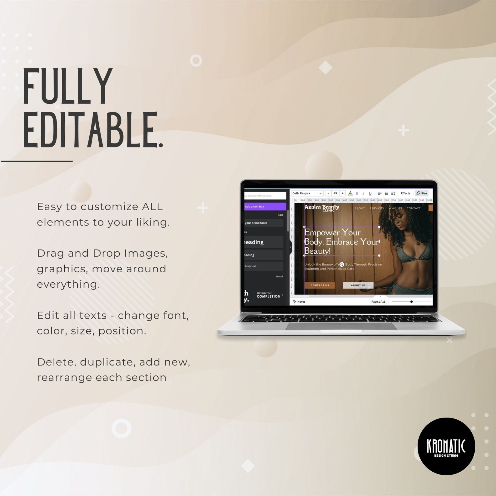Body Contour Canva Website Template, Body Contouring Clinic Landing ...