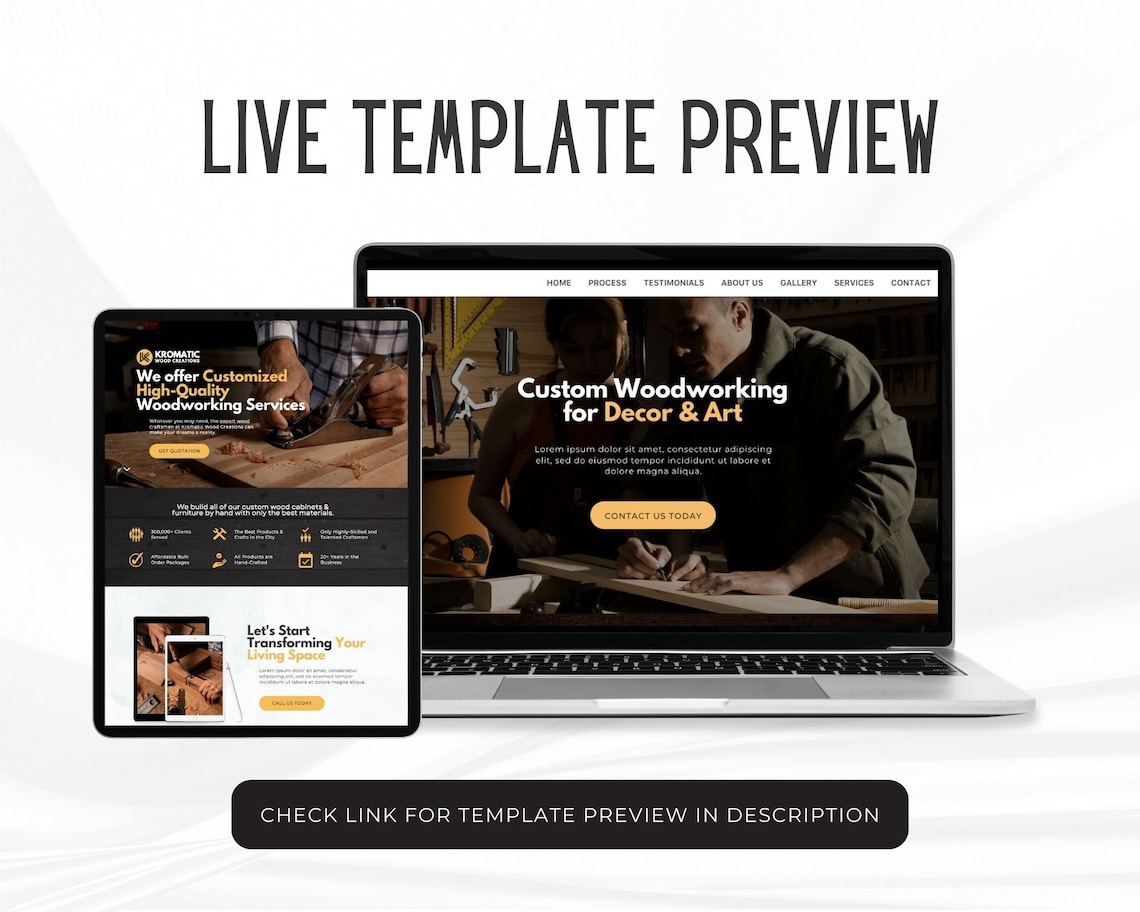 Woodworking Website Template: Wood Craftsmen Landing Page (canva) - Etsy