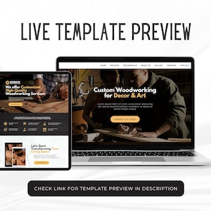 Woodworking Website Template: Wood Craftsmen Landing Page (canva) - Etsy