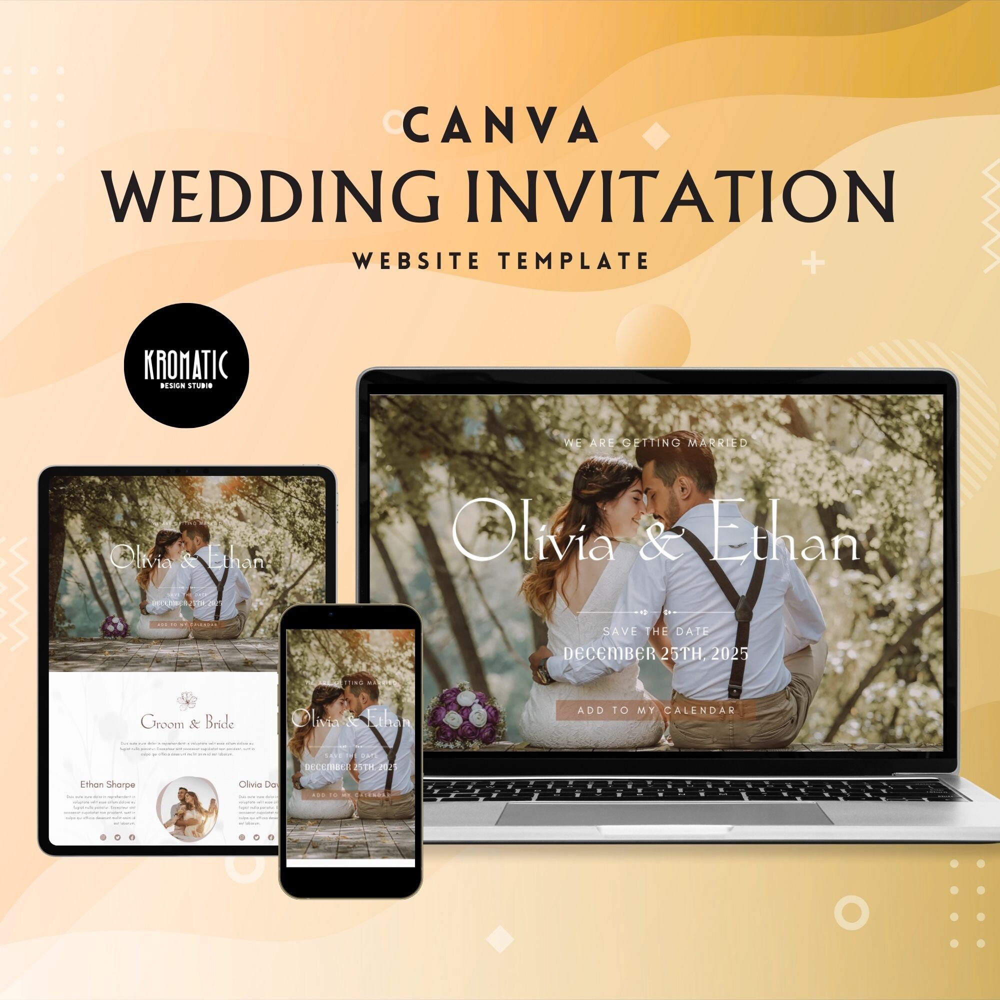 Wedding Invitation Canva Website Template, Wedding Landing Page Design ...