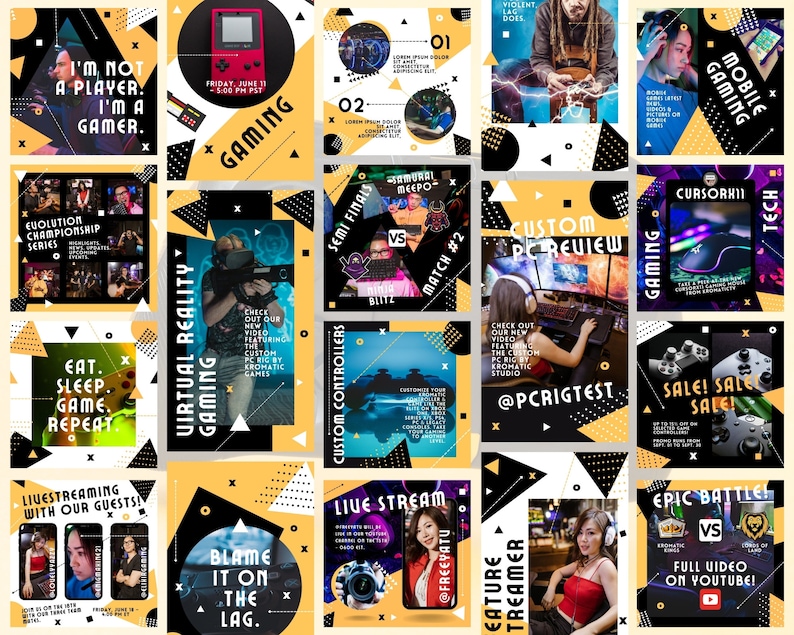 60 Gaming Instagram Post und Story Templates, Gamer Social Media ...