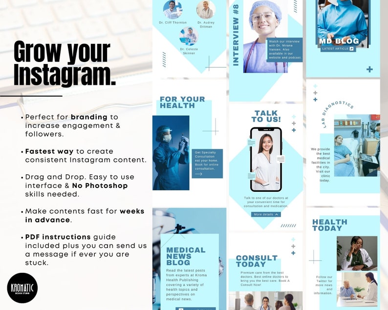 100 Medical Clinic Instagram Template Canva, Post and Story IG Template ...