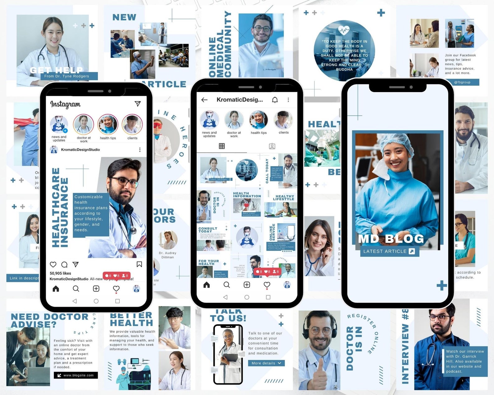 Medical Doctor Instagram Social Media Bundle, Post Story Puzzle ...