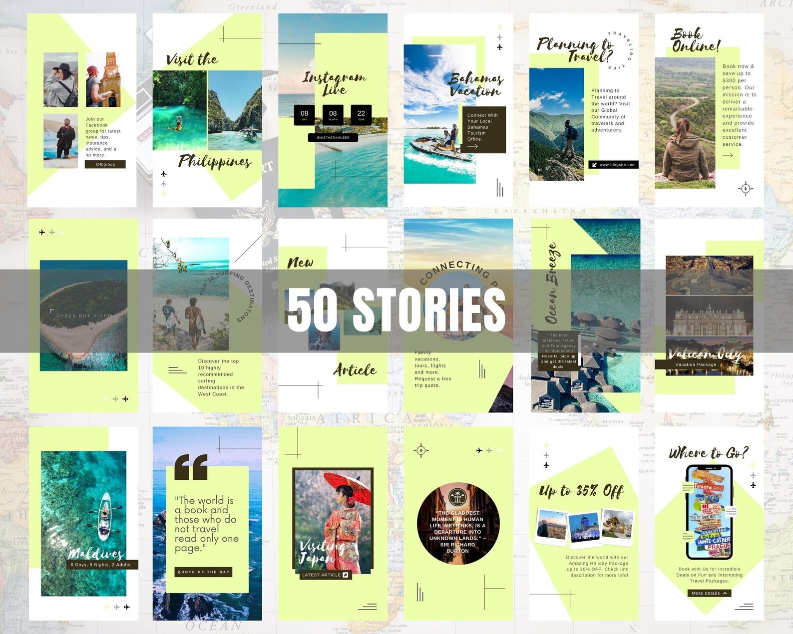 100 Travel Agency Instagram Template Canva, Post and Story IG Template ...