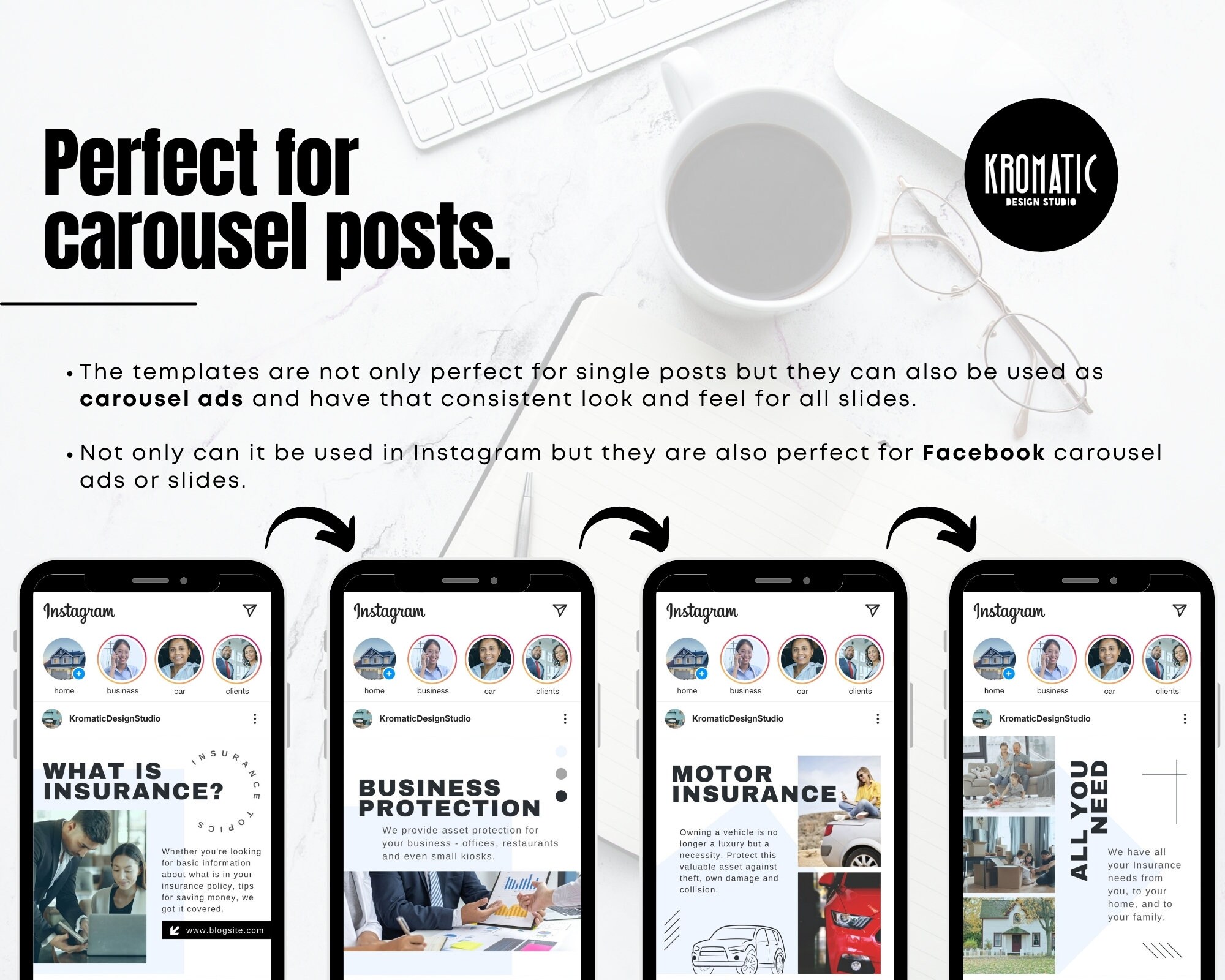 100 Insurance Agency Instagram Template Canva Post and Story - Etsy