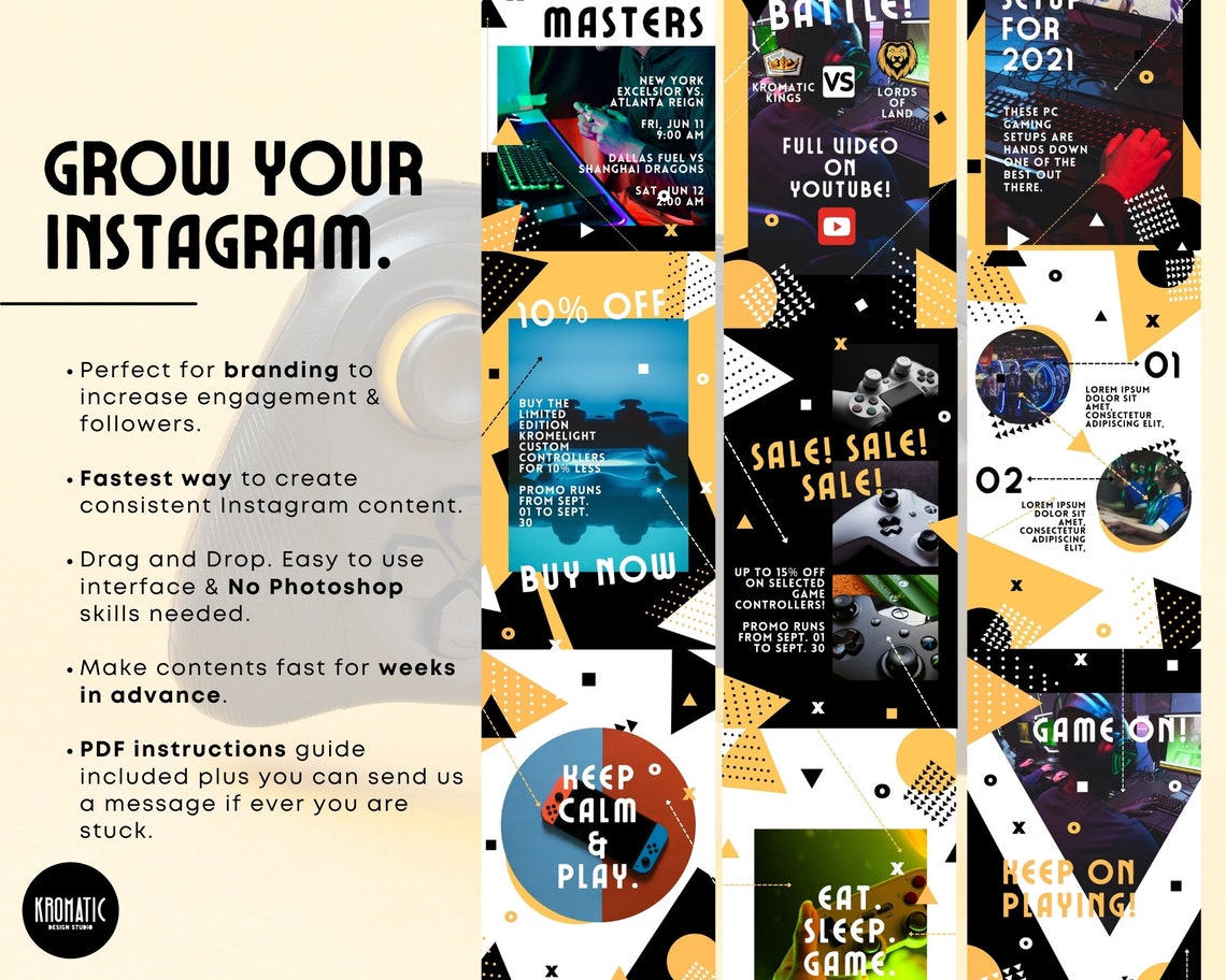60 Gaming Instagram Post and Story Templates, Gamer Social Media ...