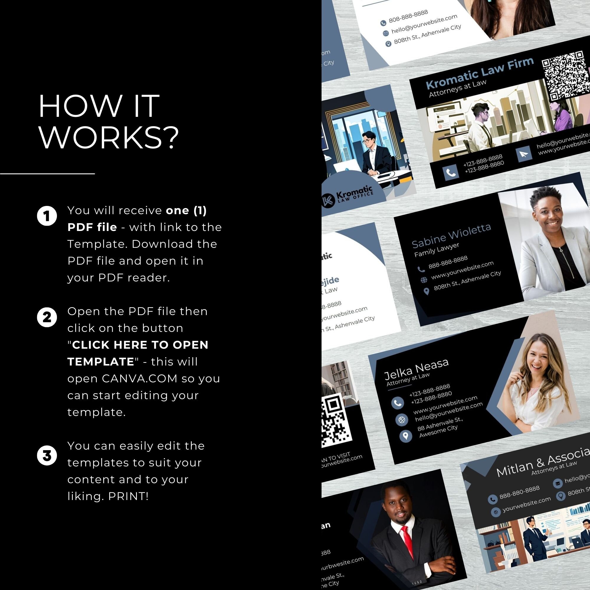 Lawyer Business Card Template, Canva Business Card Template, DIY ...