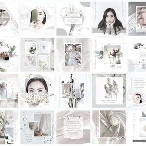 50 Instagram Post Templates, White Canva Theme, Neutral Light Template ...