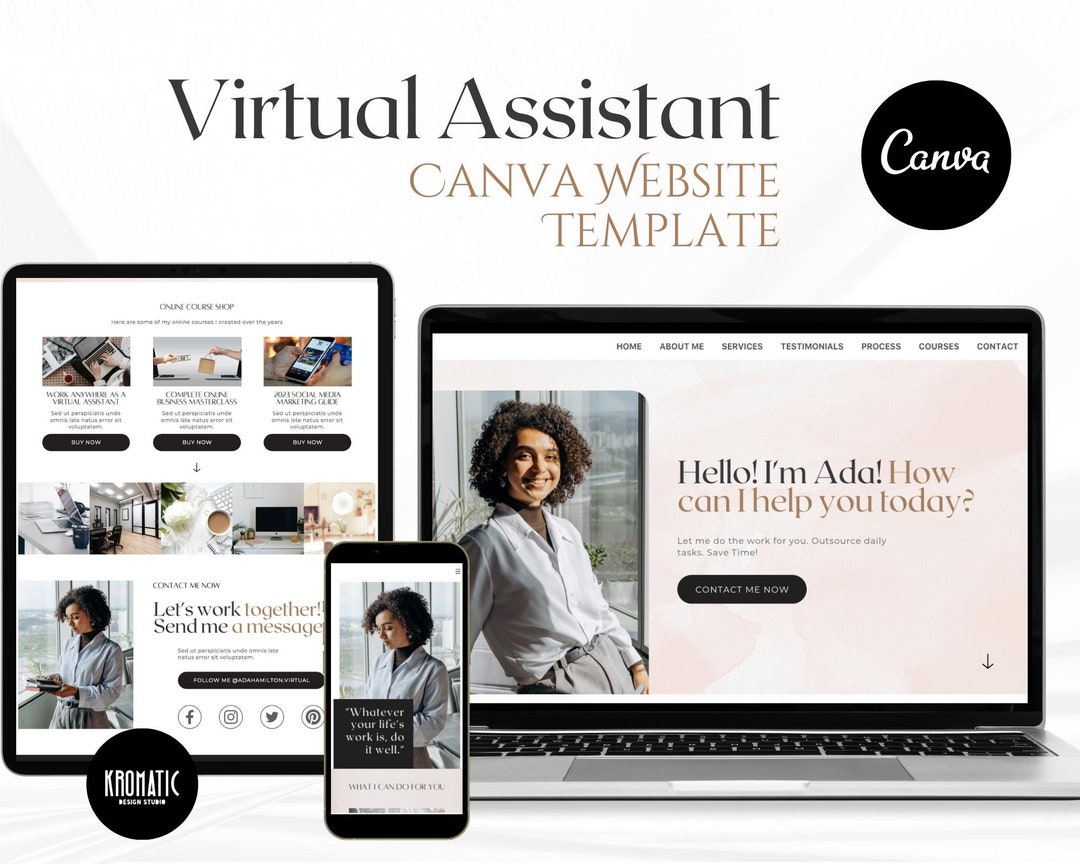 Virtual Assistant Canva Website Template, Professional Canva Website Design, Canva Web Template ...