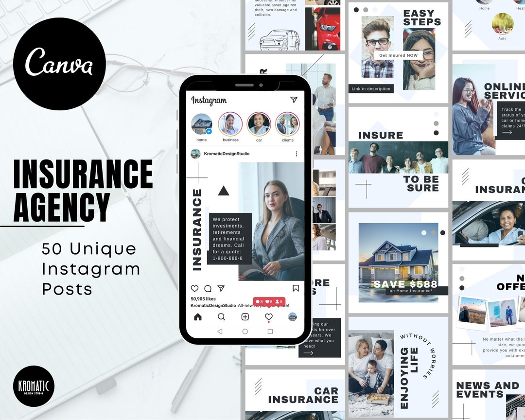 50 Instagram Post Template Canva, Insurance Agency Instagram Template ...