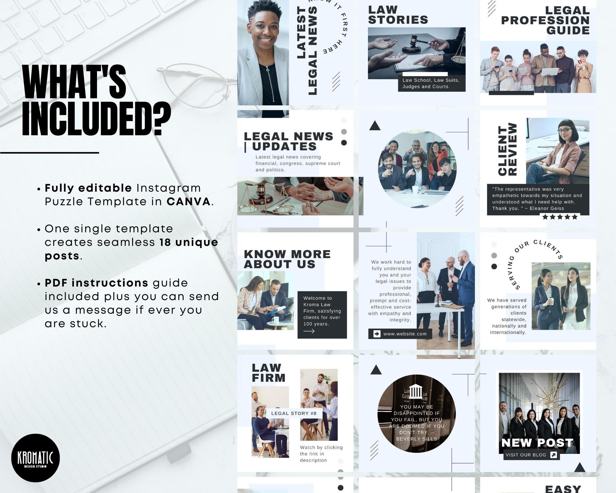 Law Office Instagram Puzzle Template, Lawyer Social Media Template ...