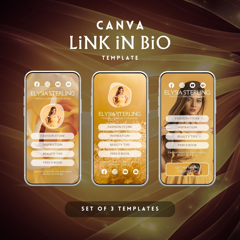 Link in Bio Template, Instagram Tiktok Pinterest Bio Link Landing Page Canva Template, Linktree ...