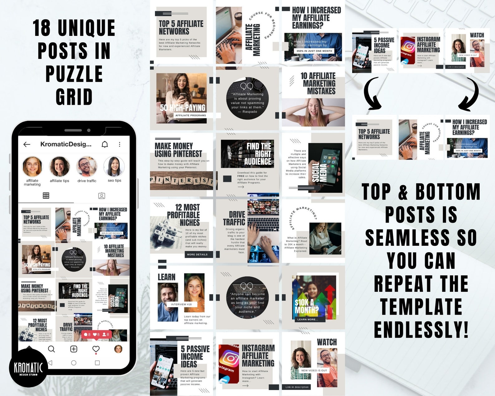Affiliate Marketing Instagram Social Media Bundle, Post Story Puzzle ...