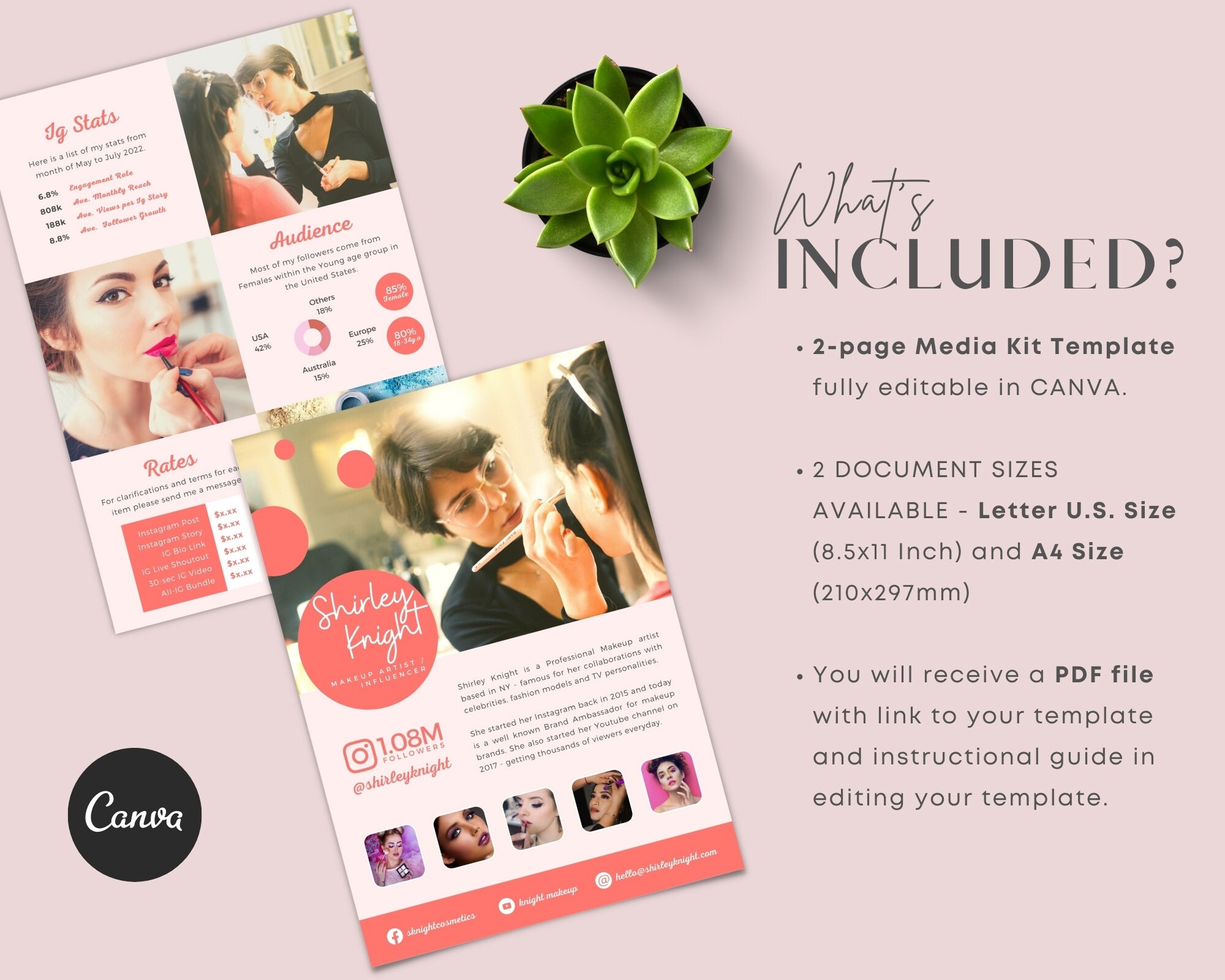 Instagram Influencer Media Kit Template: Canva Editable (digital ...