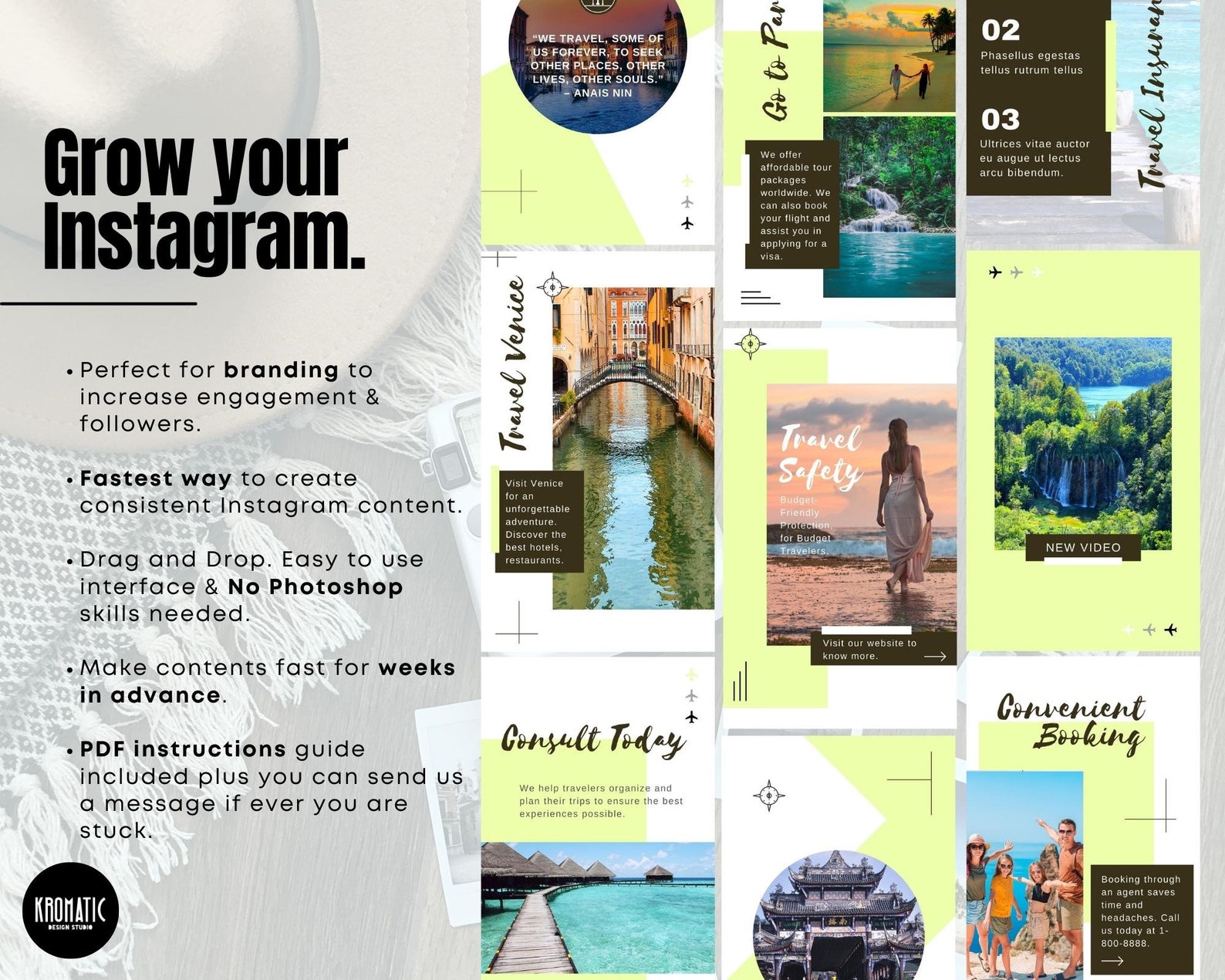 100 Travel Agency Instagram Template Canva, Post and Story IG Template ...