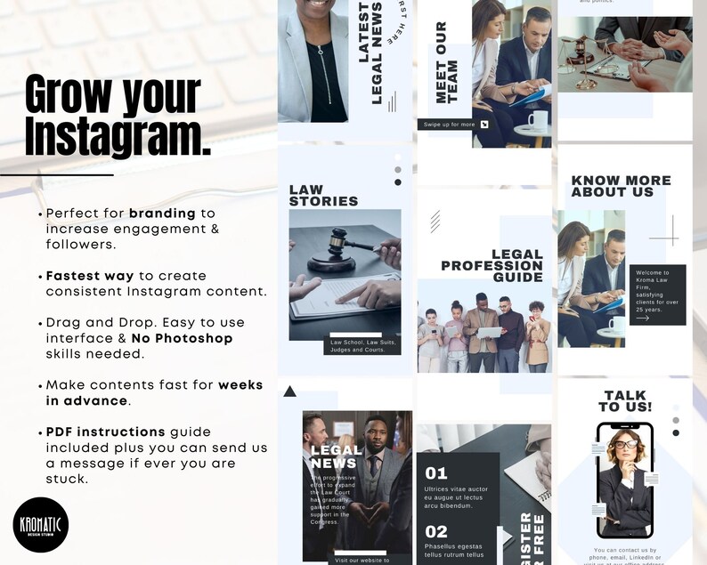 100 Lawyer Instagram Template Canva, Post and Story IG Template ...