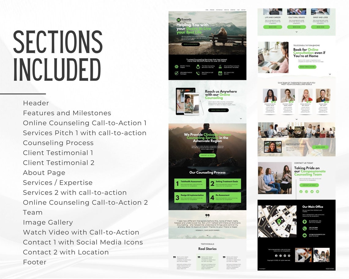 Counseling Canva Website Template, Therapist Landing Page Design ...