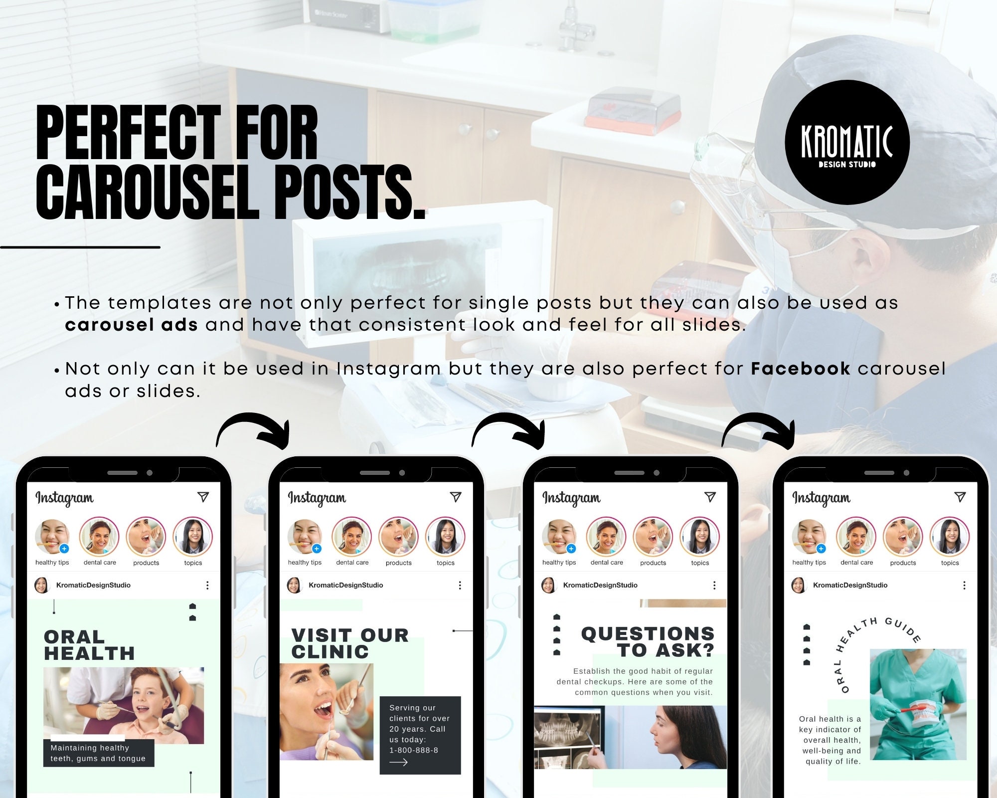Dentist Instagram Puzzle Template, Dental Clinic Social Media Template ...
