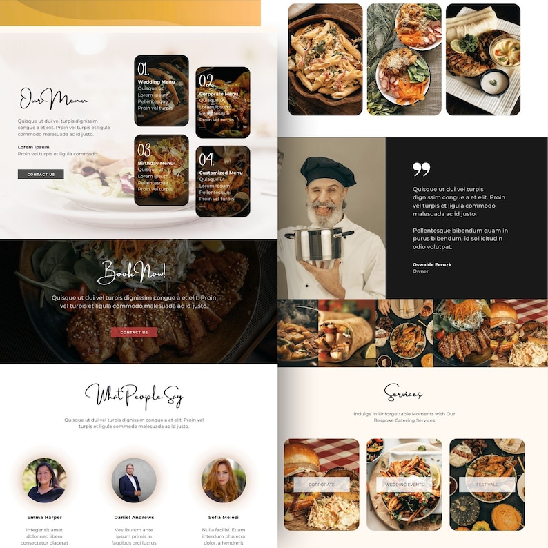 Catering Services Canva Website Template, Chef Landing Page Design ...