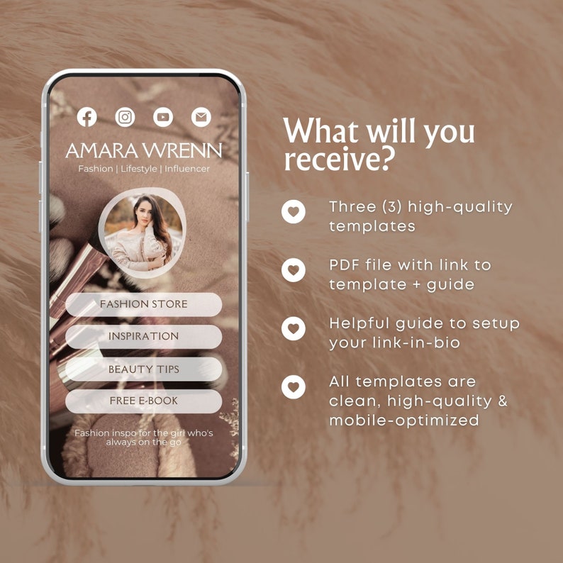Link in Bio Template, Instagram Tiktok Pinterest Bio Link Landing Page Canva Template, Linktree ...