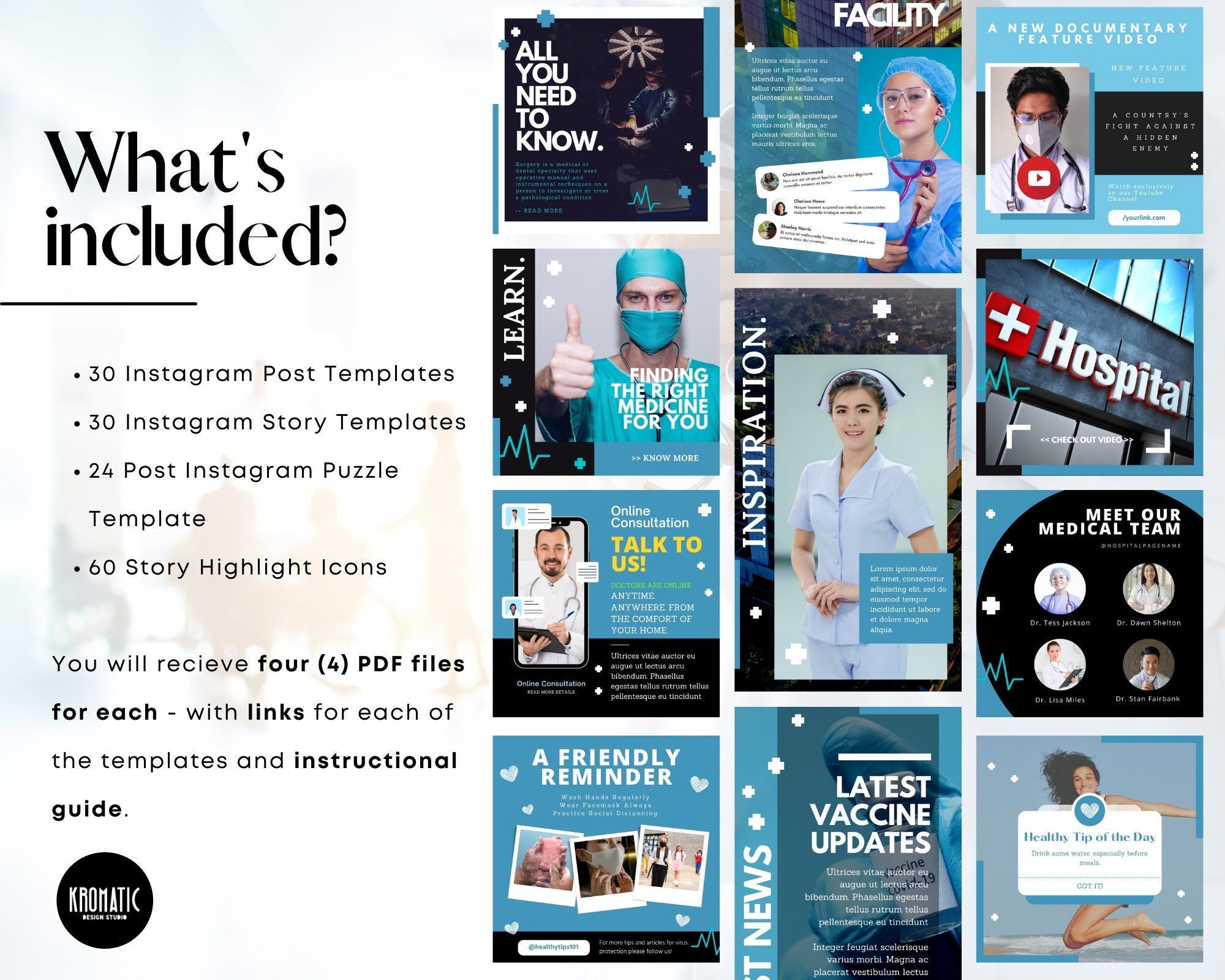 Medical Instagram Social Media Bundle, Healthcare Instagram Post Story ...