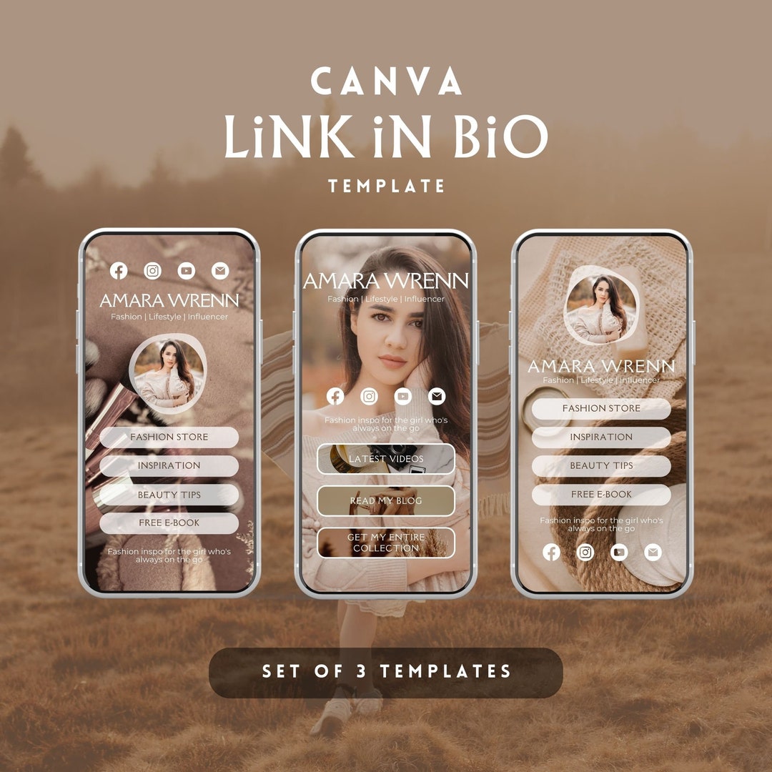 Link in Bio Template, Instagram Tiktok Pinterest Bio Link Landing Page ...