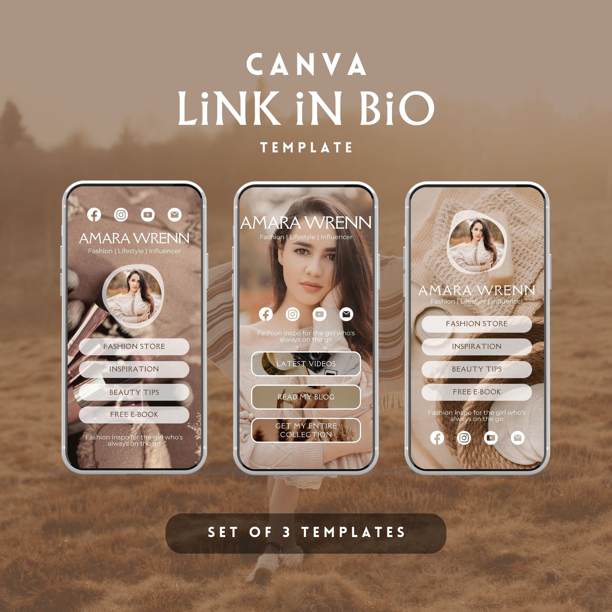 Link in Bio Template, Instagram Tiktok Pinterest Bio Link Landing Page ...