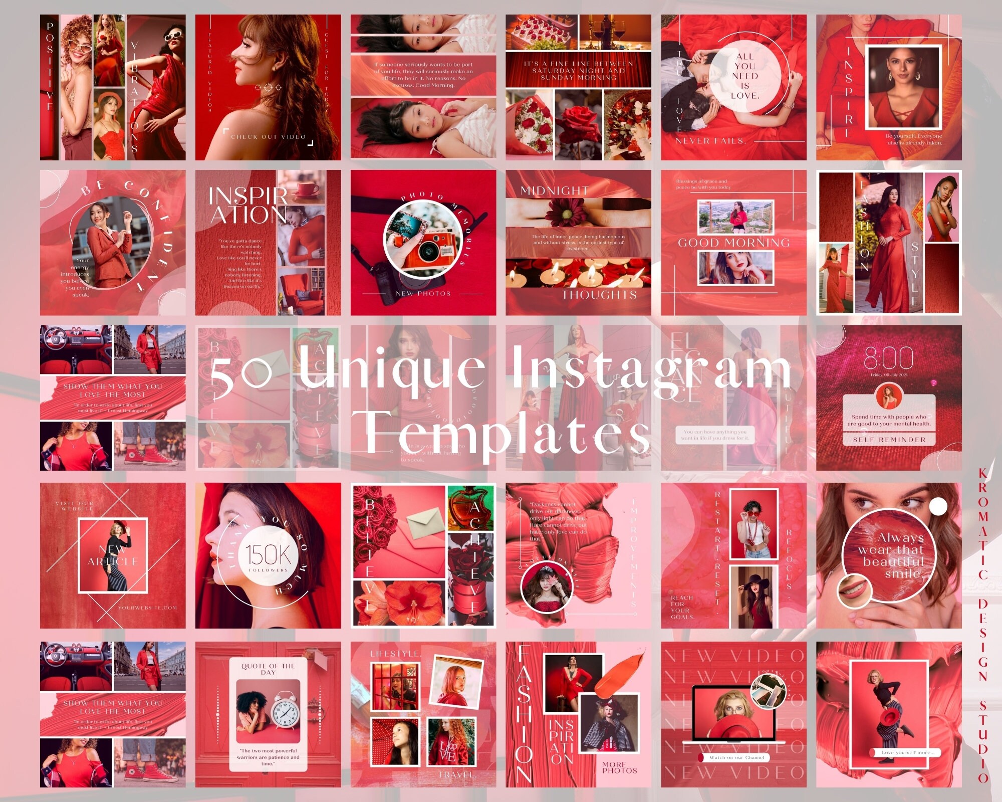 50 Red Instagram Post Templates for Canva Social Media Post - Etsy