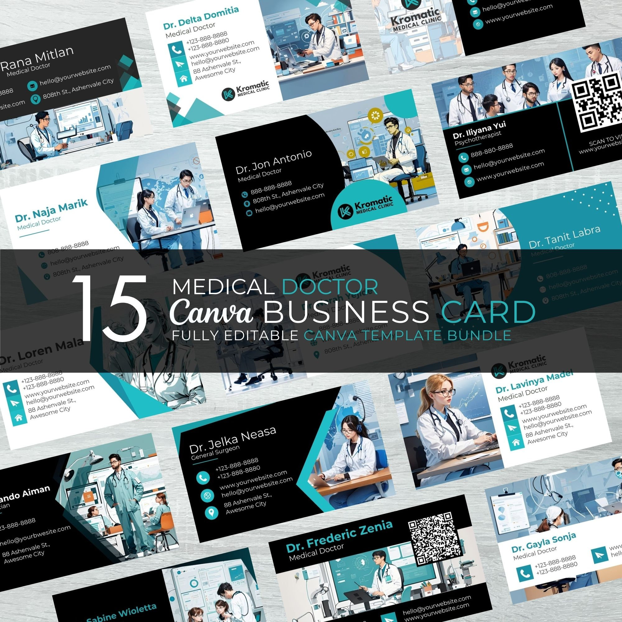 Medical Doctor Business Card Template, Canva Business Card Template ...
